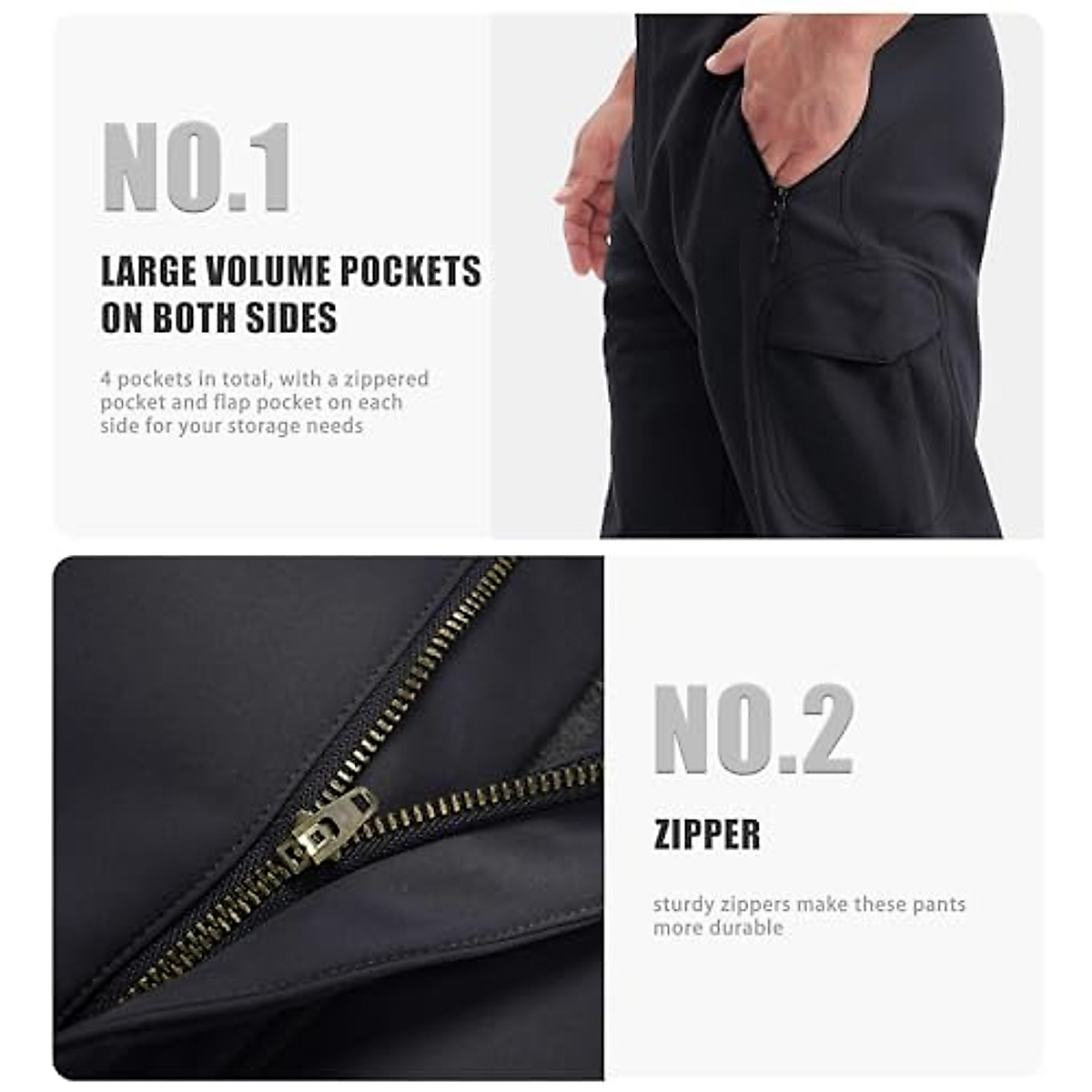 MAGCOMSEN Tactical Pants Men Waterproof Pants Camping Pants Hiking Pants Winter Pants Skiing Pants Snow Pants Black