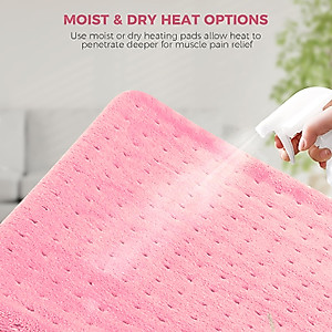 NOWWISH Heating Pad for Back Pain & Cramps Relief, XXL Extra Large Moist Heat Electric Heating Pads with Auto Shut Off, Gifts for Women, 17 ''x 33'', Pink, 17''x33'', (FY-HW1836)