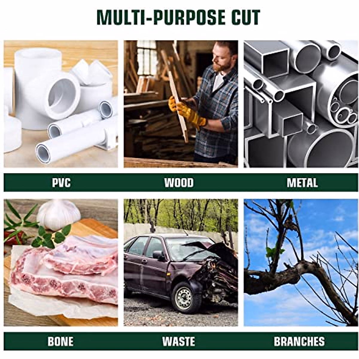 POPOMAN Cordless Brushless Reciprocating Saw, with 20V 4.0Ah Battery, 1-1/8"(28mm) Stroke Length, 0-2500 SPM Variable Speed, 2 Blades for Metal & Wood Cutting, Tree Trimming- MTW200B