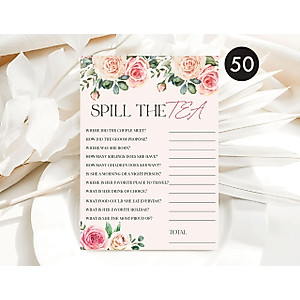 50 Spill The Tea Party (50-Cards) Fun Bridal Shower Game Activity, Who Knows the Bride Best, Decorations, Engagement Party, Rehearsal Dinner, Bridgerton