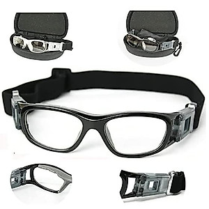 BLUE CUT Safety Basketball Goggles For Kids for Outdoor Sports Activities Soccer Football Anti Fog Lenses (Black)