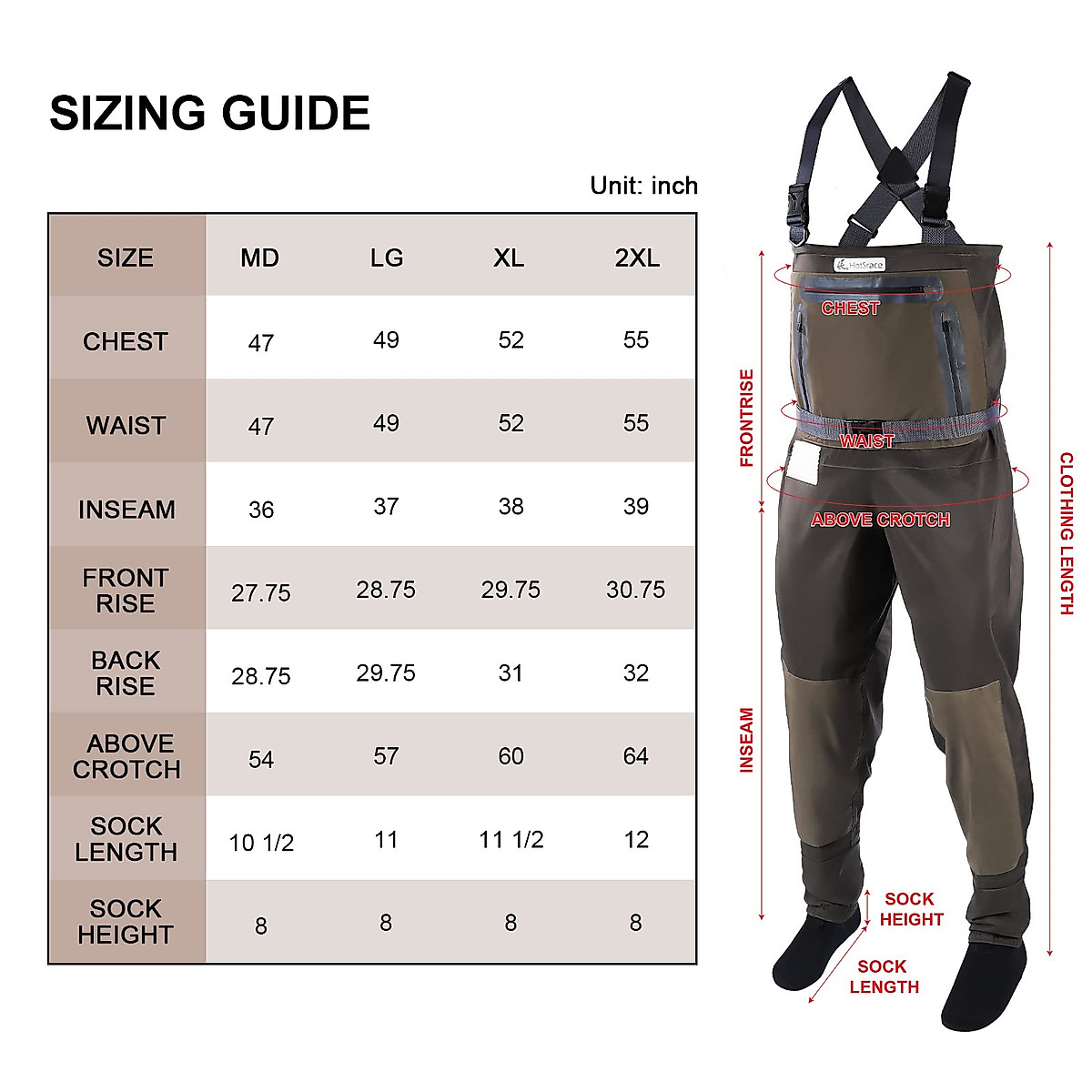HotSrace Waders for Men, Fishing Waders for Women,3-Ply Nylon,Waterproof for Hunting, Lightweight Waders