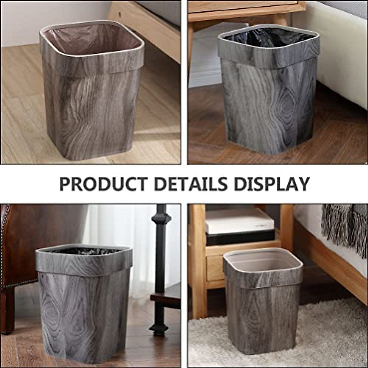 SEWACC Bathroom Wastebasket Trash Can Wastebasket Square Waste Bin Plastic Trash Bin Rustic Farmhouse Style Garbage Container Bin for Home Kitchen Bathroom Bedroom Office Bathroom Waste Bin
