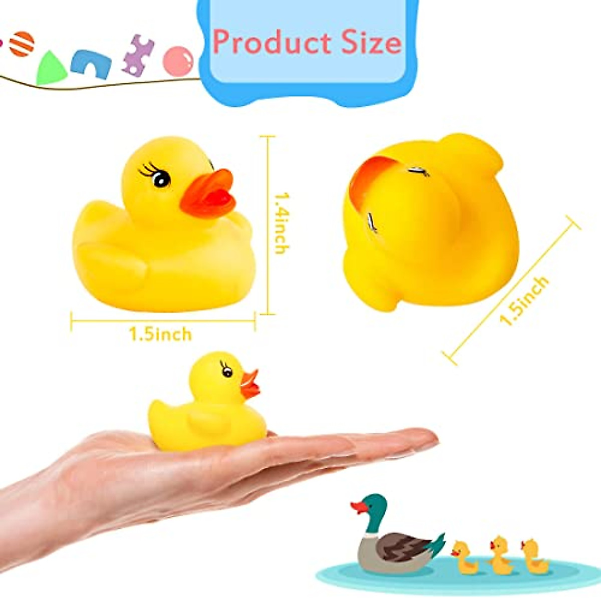 50Pack Mini Rubber Ducks, Rubber Duck Bulk Float Duck Baby Bath Toy, Shower Birthday Party Favors Gift Classroom Summer Beach Pool Party Games