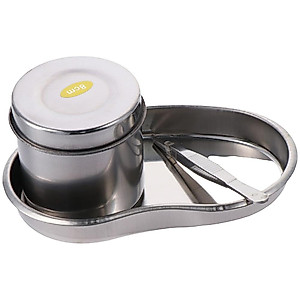 Stainless Steel Instrument Tray Organizer,Stainless Steel Alcohol Cylinder,Surgical Tray with Sterilising Jars and Forceps for Lab Instrument Supplies