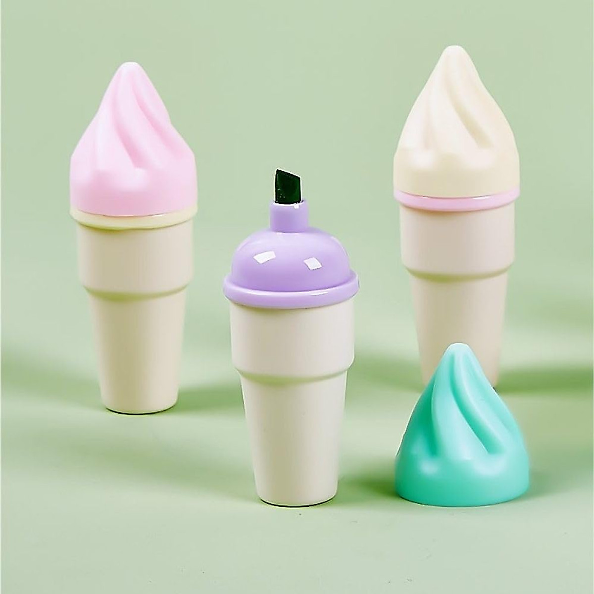 6PCS Cute Highlighter Pen,Mini Ice Cream Painting Marker Pen Drift Bottles Marker Pen Mini Paint Marker Pen(Popsicles)