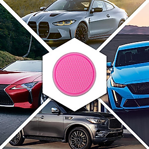 BEYPOVK Car Cup Holder Coaster, 4 Pack Universal Auto Anti Slip Cup Holder Insert Coaster, Silicone Coaster Car Interior Accessories (Pink)