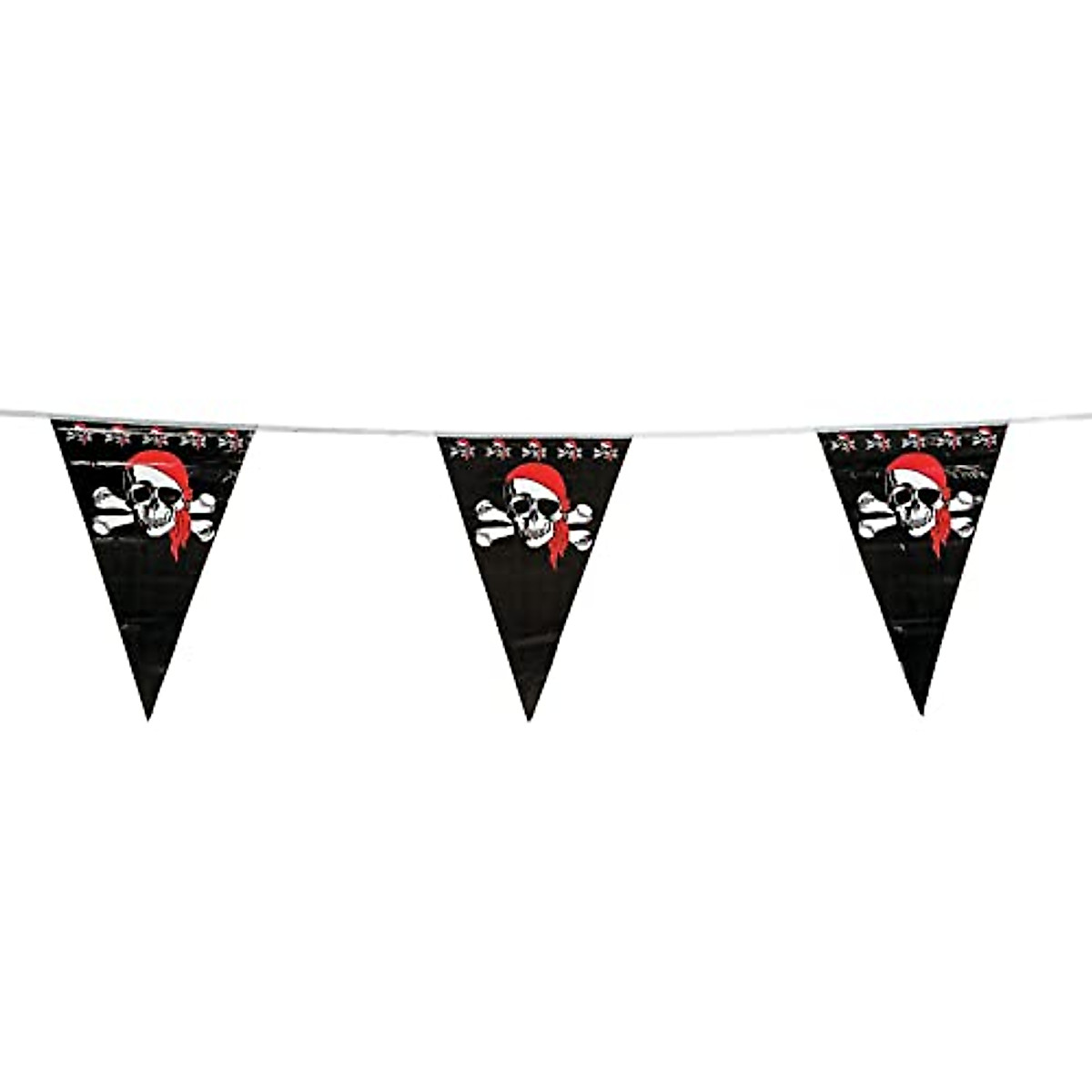 Pirate Banner - Pirate Pennant - 100 ft Jolly Roger Flag - 1 Piece - Pirate Party Decorations - Pirate Decor - Pirate Birthday Party Decorations - Skull Party - Pennants - Hanging Décor