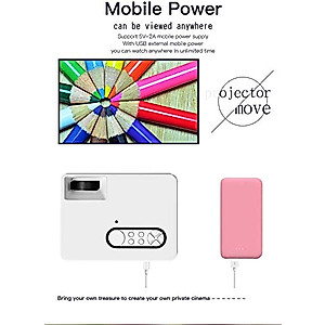 Zeta Mini HD Projector Short Throw Projector 4k 1080P AV/USB/TF/HDMI/5V-2A Portable LCD LED Beam Projector for 4:3 Screen Indoor/Outdoor