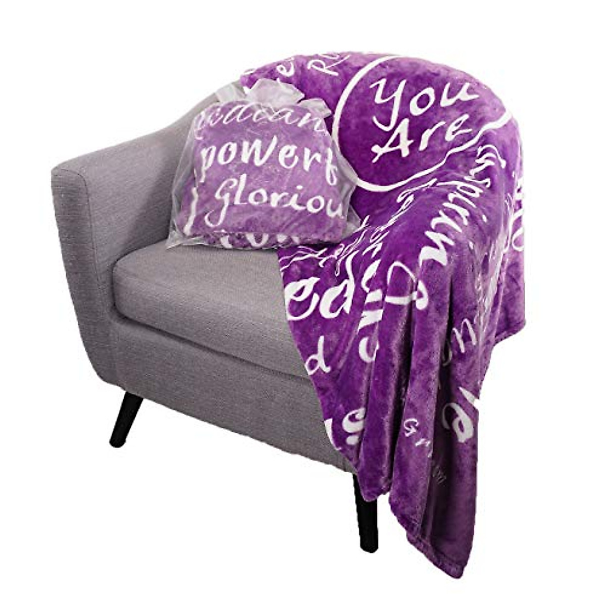 BlankieGram You are Awesome Throw Blanket - Made with Warm, Soft, Fuzzy Fleece for Extra Comfort - Unique Gifts for Men and Women - Quotes for Admiration, Gratitude, and Friendship (Purple)