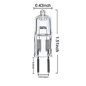Deezio 12 Volt 50 Watts GY6.35 T4 Halogen Light Bulb with Glass 2-Pin, 300/900 Lumens, 3000K Bulb Color Temp, 4-Pack