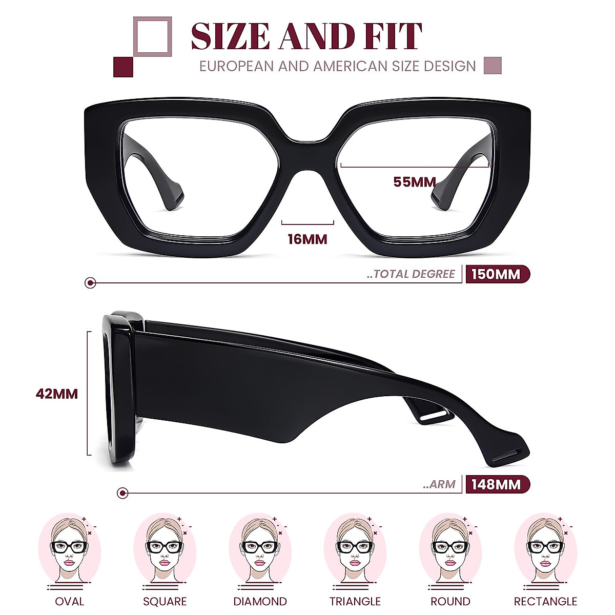 livho 3 Pack Blue Light Glasses Women Men Oversized Fashion Computer Bluelight Blocking Thick Frame Eyeglasses Anti Eyestrain (A1 Black/Dark Green/Leopard)