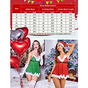 Avidlove Christmas Lingerie for Women Lace Trim Babydoll Red Santa Claus Lingerie Outfits