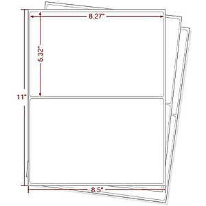 BESTEASY 200 Round Corner Half Sheet Self Adhesive Shipping Labels for Laser and Ink Jet Printers, White Blank (100 Sheets, 200 Labels)