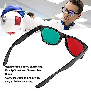 ZJchao Ophthalmic Portable Metal Worth 4 Dot Test Light, Ophthalmic Optical Devices Instruments with Red Green Glasses for Ophthalmologists, Orthoptists and Optometrists Eye Examination