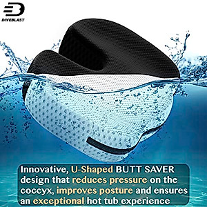 DIVEBLAST: Hot Tub Booster Seat for Adults - Weighted U-Shaped Hot Tub Pillow with Non-Slip Materials - Ergonomic Designed Hot Tub Seat - Premium Hot Tub Accessories for Adults - 15 x 12 x 5 Inches…