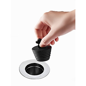 Bathtub Stopper 2 Pcs Universal Tub Stopper Kitchen Silicone Bath Plug Cute Bathtub Drain Stopper Plug for Bathroom Sink and Bathtub Replacement Parts Black&Grey (Patented Design)