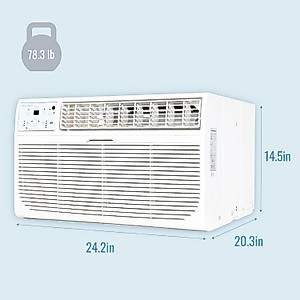 Keystone 14,000 BTU Wall Mounted AC Unit and Dehumidifier, 230V, Wall Unit for Bedroom, Garage, Nursery, and Large Rooms up to 700 Sq.Ft., AC Wall Unit with Remote Control