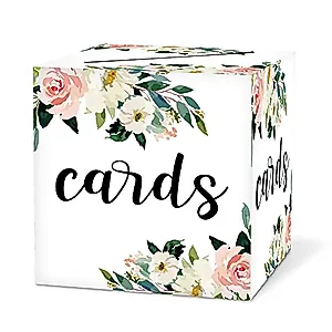 Flowers Card Box for Wedding, Birthday, Baby or Bridal Shower, Engagement,Graduation,Retirements, Anniversaries, Party Favor, Decorations Or Money Box -  1 PC (009 HUA)