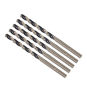 CoCud Twist Drill Bits, 3.5mm Cutting Edge, Titanium & Nitride Coated High Speed Steel 4341 Round Shank - (Applications: for Stainless Steel Drilling Machine), 5-Pieces