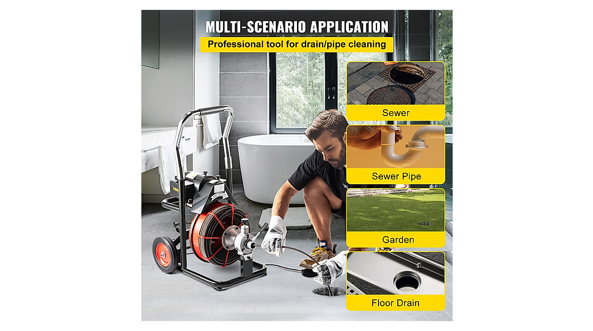 Mophorn 100 Ft Drain Cleaner Machine - Portable & Powerful Tool