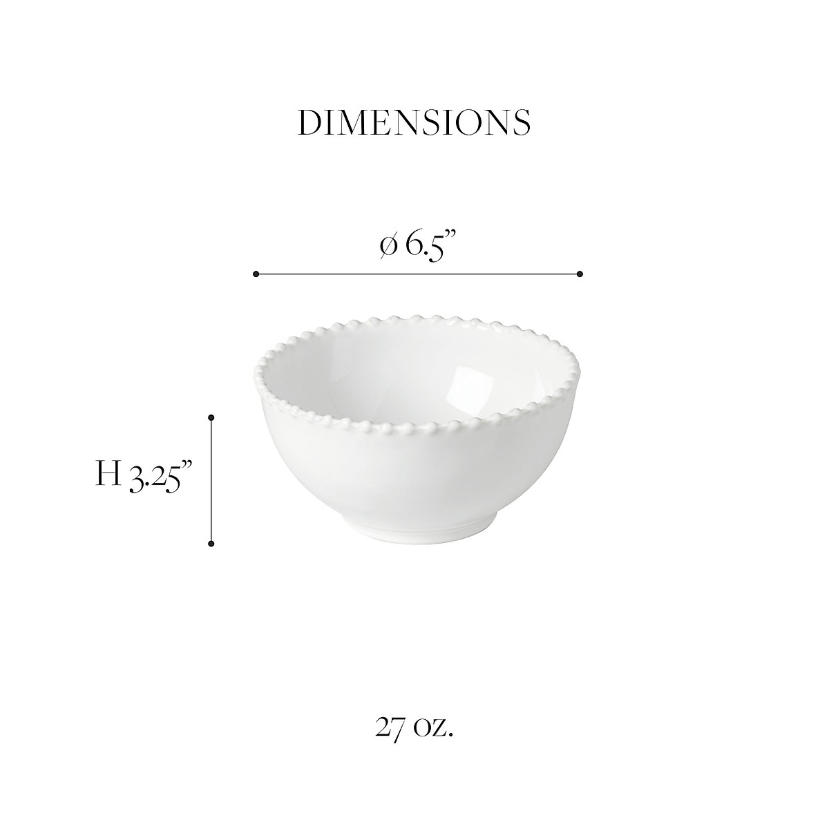 Costa Nova Ceramic Stoneware 27 oz. Soup & Cereal Bowl - Pearl Collection, White | Microwave & Dishwasher Safe Dinnerware | Food Safe Glazing | Restaurant Quality Tableware