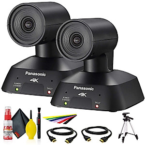 Panasonic Compact 4K PTZ, HDMI, USB, Streaming PTZ Camera (Black) (AW-UE4KG) + Full-Size Tripod + Deluxe Cleaning Set + 2 x HDMI Cable + Tie Straps -Double Camera Bundle