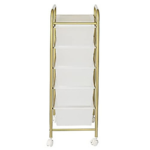 5-Drawer Rolling Storage Cart with Plastic Drawers, Gold