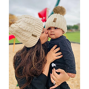 FURTALK Winter Beanie Hat for Women Warm Thick Cotton Lining Knit Bobble Skull Cap Fur Pom Pom Hats for Women