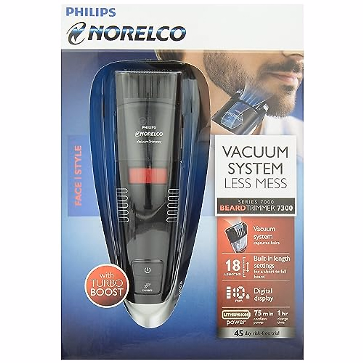 Philips Norelco BeardTrimmer 7300, vacuum trimmer with adjustable length settings (Model # QT4070/41)