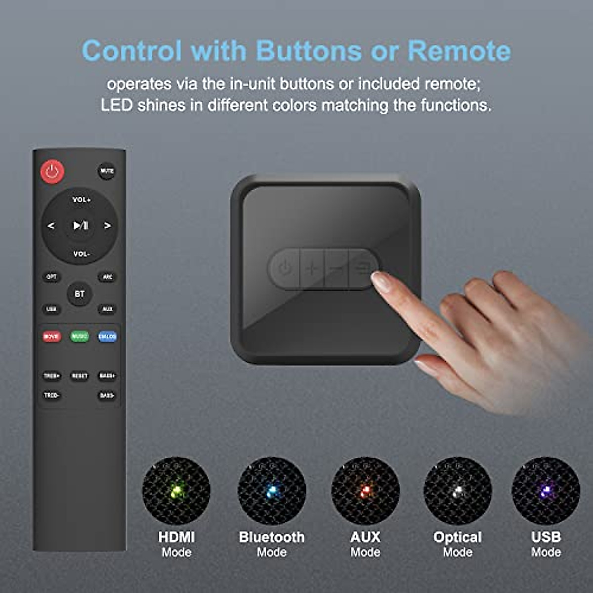 BESTISAN , 100 Watt HDMI Sound Bars for TV with Built in Subwoofer Home Theater System (32 inch, Sub Out Port, Bluetooth 5.0, 3 Audio Modes, Bass Adjustable, Wall Mountable, 2022 Upgraded)