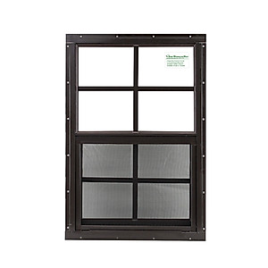 14" w x 21" t Brown Flush Aluminum shed Windows Tempered Glass Vertical Slider with Screen