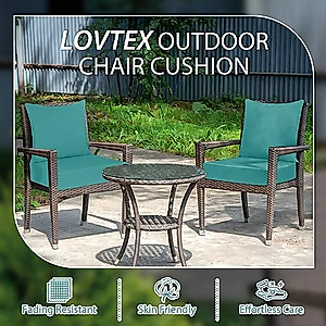 LOVTEX Outdoor Deep Seat Cushion Set, Water Resistant Outdoor Chair Cushions 24 x 24, Patio Chair Cushions for Outdoor Furniture (Deep Seat & Back Cushion), Teal