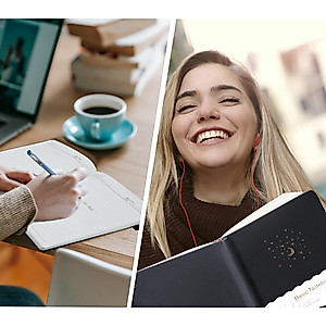 CAGIE Lined Journal Notebook for Work, 196 Pages, Medium 5.7" x 8.3", Hardcover Notebook Journal with Pen Loop, (Black Ruled)