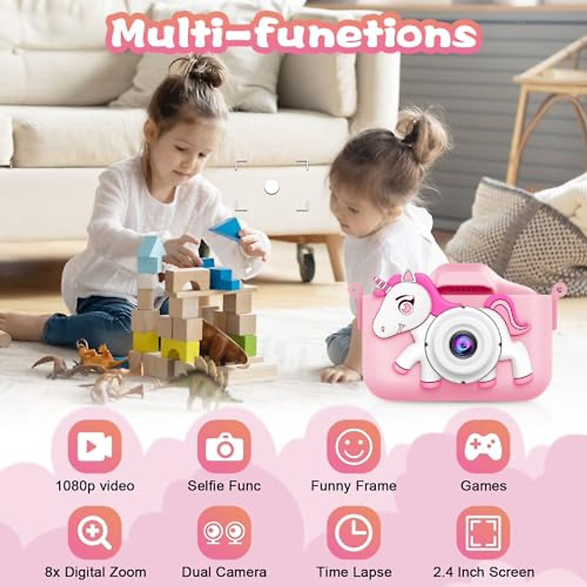 WEOLULI Kids Camera Birthday Gifts Toys for 3 4 5 6 7 8 Years Old Girls Boy,Toys Camera for Girls Age 3-10,Toddler Camera with 32GB SD Card