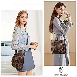 Small Crossbody Bags for Women Lady Over Shoulder Purse Hobo Tote handbag Soft Washed Leather with Multi Pocket