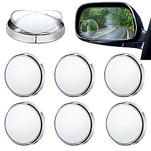 Frienda 6 Pcs 2" Blind Spot Blind Side Mirrors, Convex 360° Wide Rear View Mirrors for Car SUV and Truck(Cute Style)