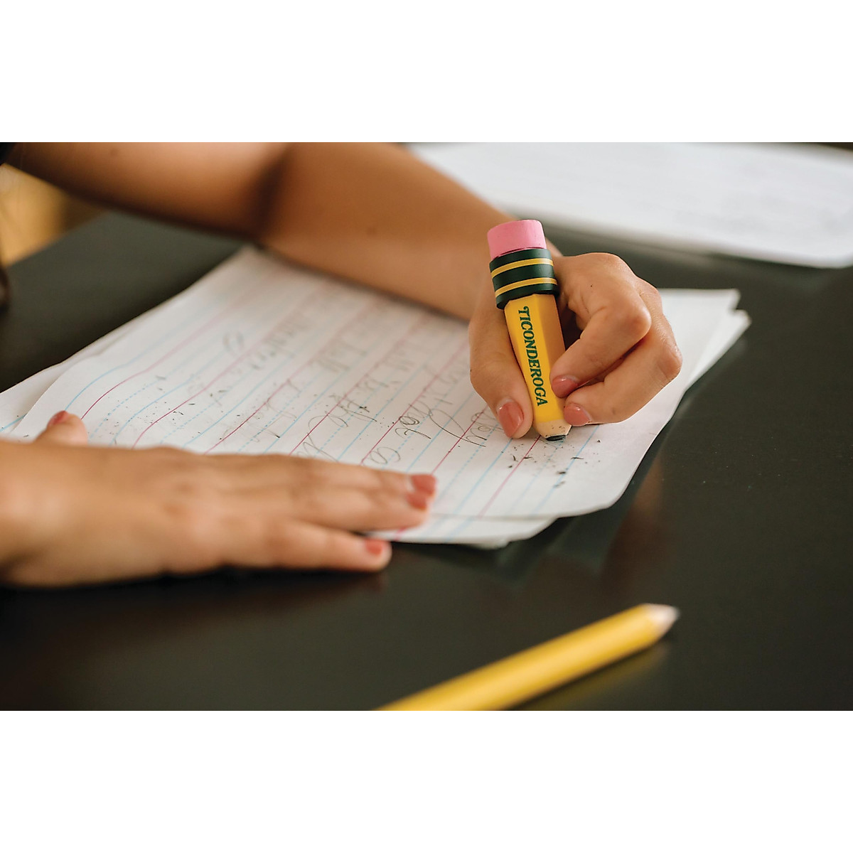 TICONDEROGA Erasers, Pencil Shaped, Latex-Free, Yellow, 3-Pack (38953)