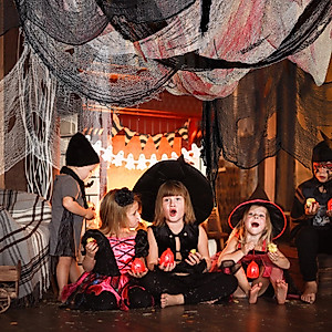 3Pcs Halloween Creepy Cloth 144x31 Inches Spooky Halloween Gauze Cheesecloth Halloween Party Decorations Supplies Indoor Outdoor Wall Yard Patio Decor(Black, White, Blood Red)