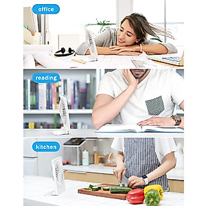 Zuvas Desk Fan Battery Operated , Rechargeable 180°Tilt Folding Personal Ultra Quiet Small Portable Fan 3 Speed Adjustable Strong Wind USB Fan For Office Bedroom Home Desktop Camping (White)