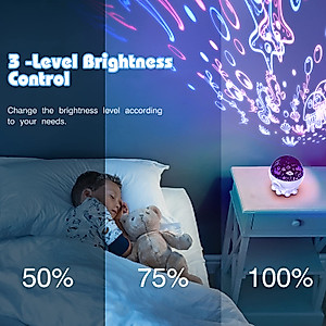 Night Light Projector,Ocean Star Night Light for Kids Room,Dinosaur Toys with 360° Rotation,Remote and Timer,3 Projection Films,17 Light Modes,9 Lullaby Songs,Birthday Christmas Gifts Kids Toys-White