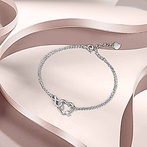 immobird Infinity Love Heart Bracelets for Women 925 Sterling Silver Adjustable Bracelets Cute Charm Bracelets Gifts for Mom Wife Lover