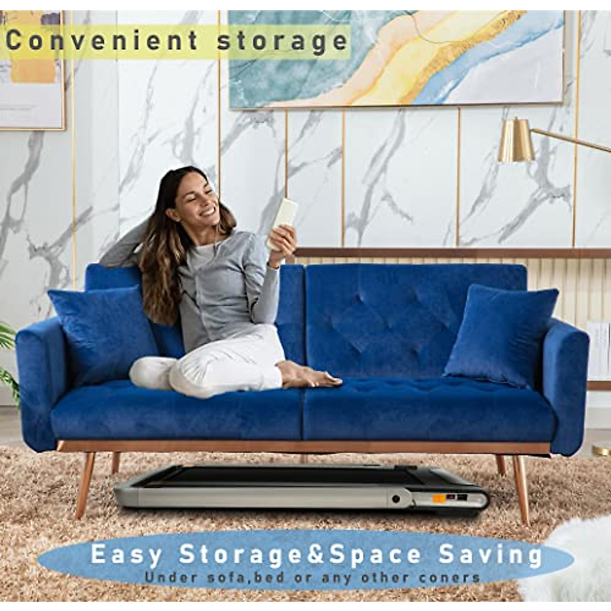 2 in 1 Under Desk Treadmill, 2.5HP Folding Electric Treadmill Walking Jogging Machine for Home Office with Remote Control, Black