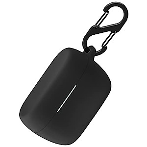 Geiomoo Silicone Carrying Case Compatible with Jabra Elite 4 Active, Portable Scratch Shock Resistant Cover with Carabiner (Black-1)