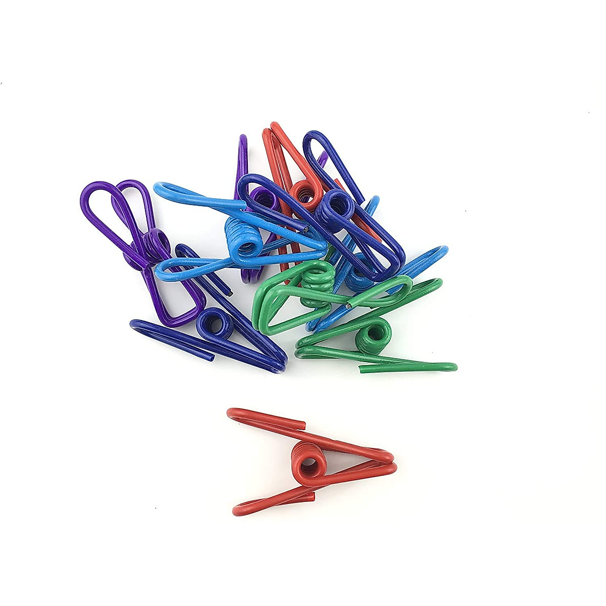 Chip Clips, 20 Pcs 2 Inch 10 Different Random Colors Utility Metal Clips PVC-Coated High Elasticity Good Persistence for Clothespins Paper Clips Food Clips Bag Clips Clothes Pins (Mixed Colors 20pcs)