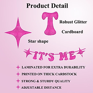 Hot Pink It's Me Hi I'm the Bride It's Me Banner, Pre-strung Glitter Bride Banner for Popular Singer Fans Bachelorette Party Decorations Bridal Shower Decorations Bride To Be Decorations