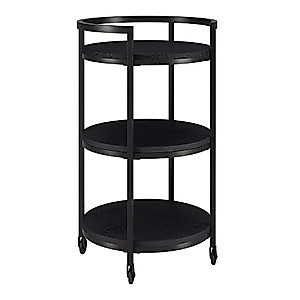 Graham 21'' Wide Round Bar Cart in Black Grain