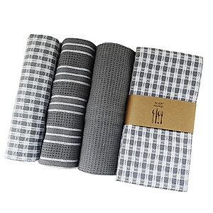 100% Cotton Waffle Tea Towels Pack of 3 Set Trendy Stripes Dish Towels for Kitchen Pack of 3 Kitchen Tea Towel Set 17x25 in