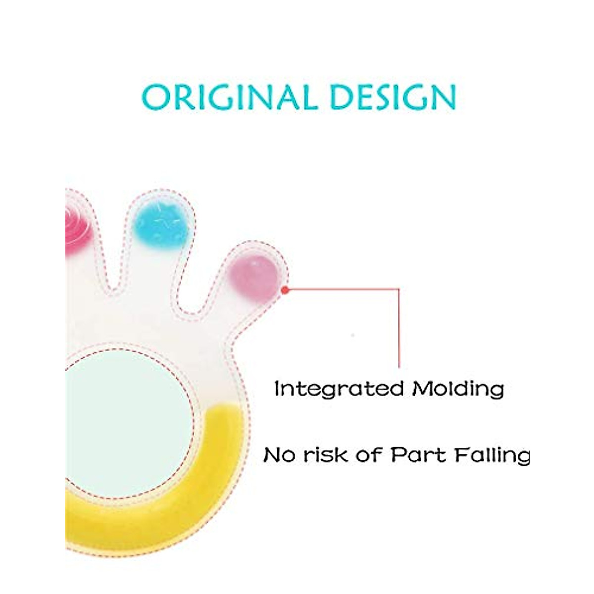 haakaa Palm Teether - Super Soft Silicone Baby Soothing Teether Pacifier, Teething Toys for 3M+ Babies, 0-6, 6-12 Months, BPA Free (1 Pack) Multicolor