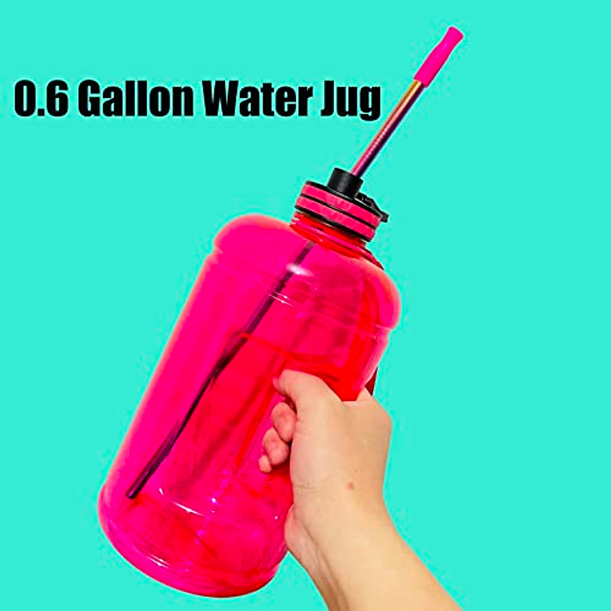 Wobye 4 Pack Colorful Stainless Steel Straws with Silicone Tips & Cleaning Brush, 14'' Extra Long 0.32'' Wide Reusable Metal Straws for 1 Gallon/128 75oz Large Water Bottle 64oz Tumbler, Wine Bottle